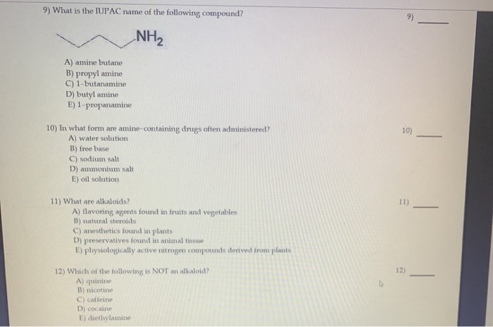 Solved 9) What is the IUPAC name of the following compound? | Chegg.com