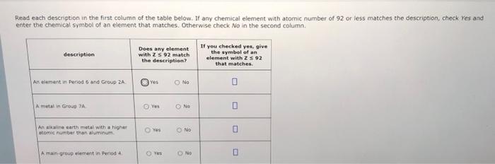 Solved Read each description in the first column of the | Chegg.com