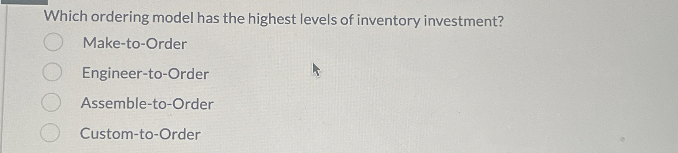 Solved Which ordering model has the highest levels of | Chegg.com