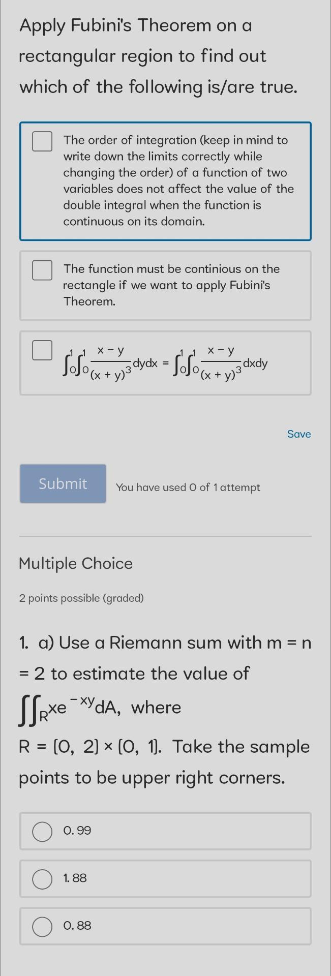 Solved Apply Fubini's Theorem on a rectangular region to | Chegg.com
