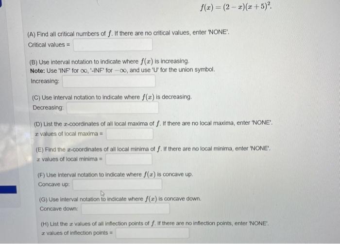 Solved f(x)=6x6−7x5 (A) Find all critical values of f, | Chegg.com