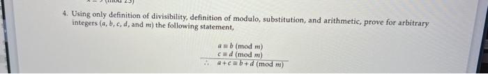 Solved 4. Using only definition of divisibility, definition | Chegg.com