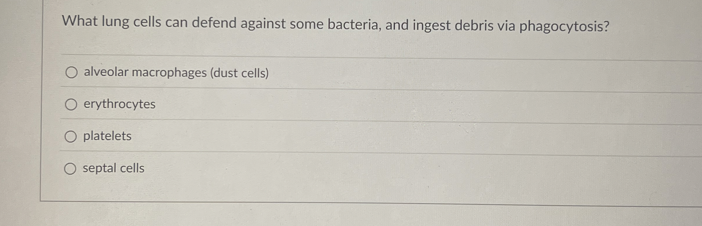 Solved What lung cells can defend against some bacteria, and | Chegg.com