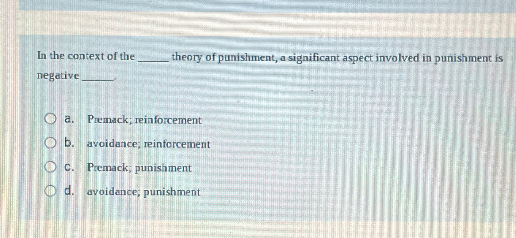 Solved In the context of the theory of punishment, a | Chegg.com