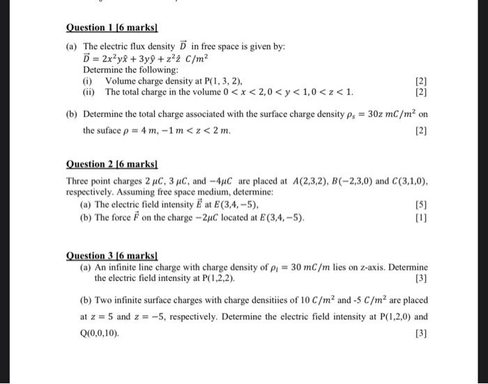 Solved (a) The electric flux density D in free space is | Chegg.com