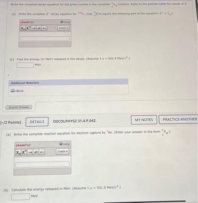 Solved Write the complete decay equation for the given | Chegg.com