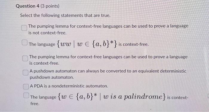 Solved Select the following statements that are true. The | Chegg.com