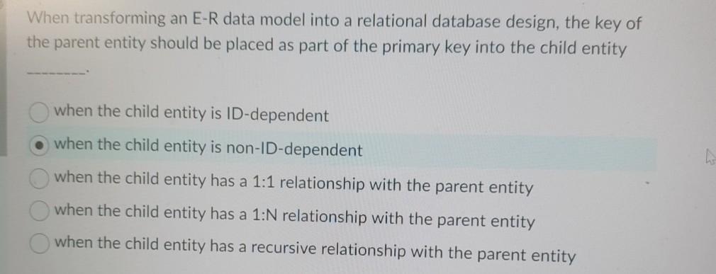 Solved When transforming an E-R data model into a relational | Chegg.com