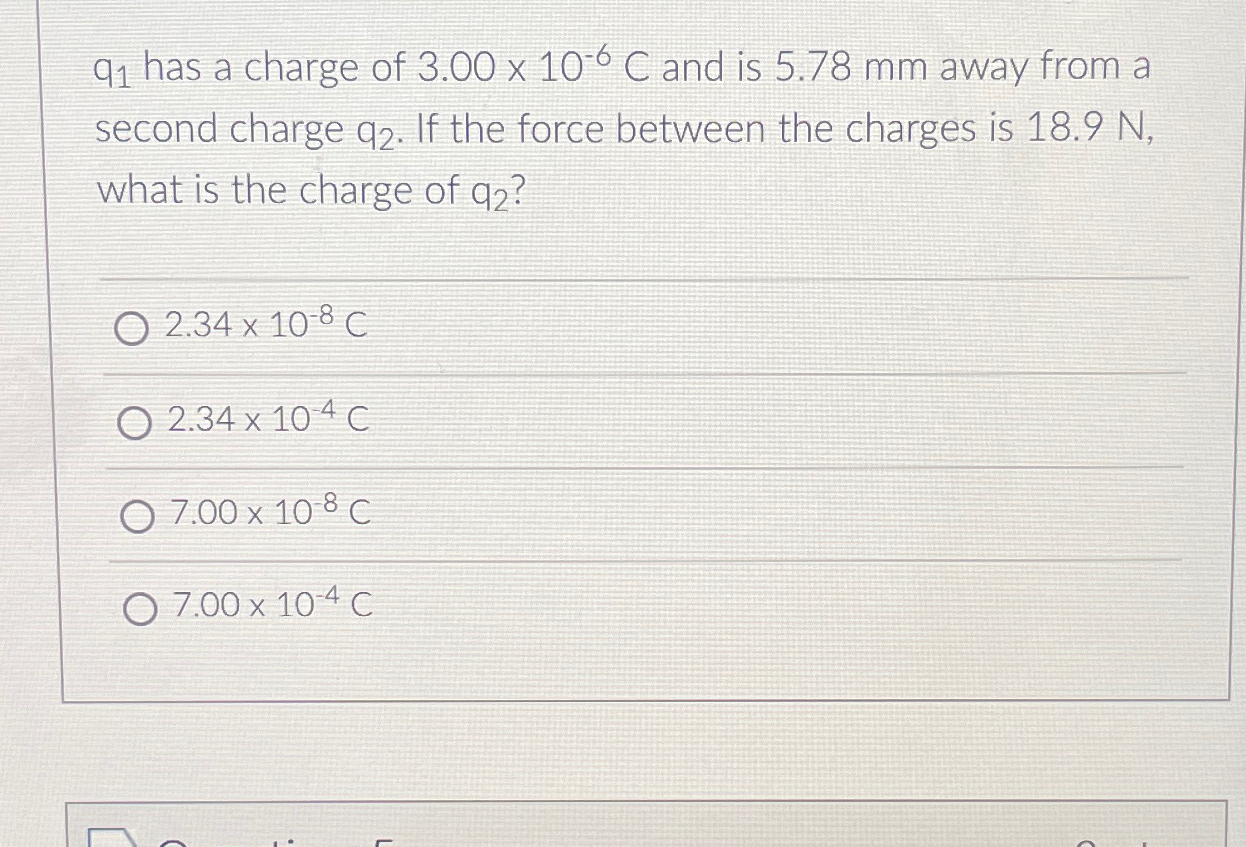 Solved q_(1) has a charge of 3.00\\\\times 10^(-6)C and is | Chegg.com