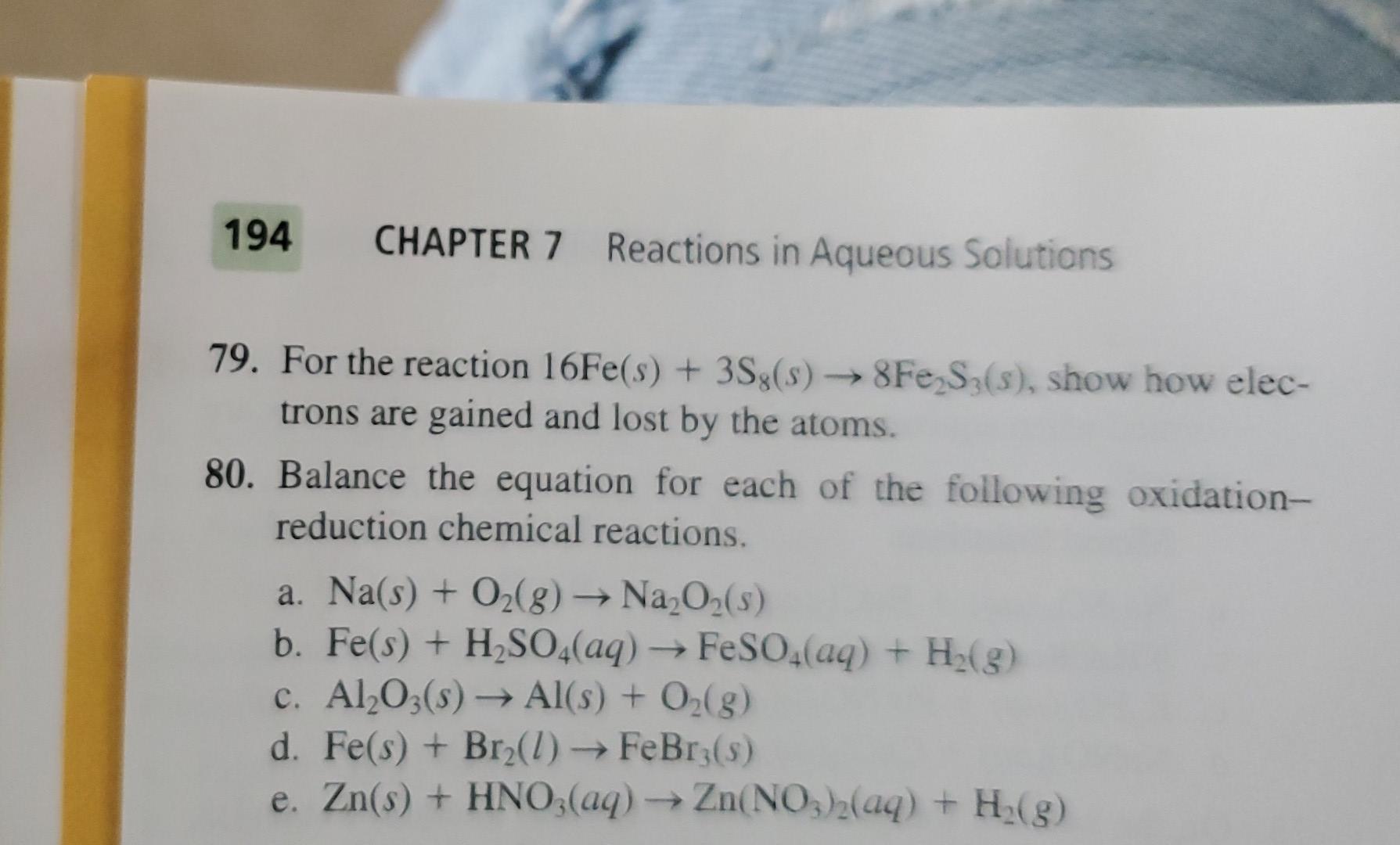 Solved 194 CHAPTER 7 Reactions in Aqueous Solutions 79. For | Chegg.com