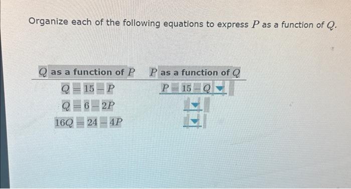 Solved Organize each of the following equations to express P | Chegg.com