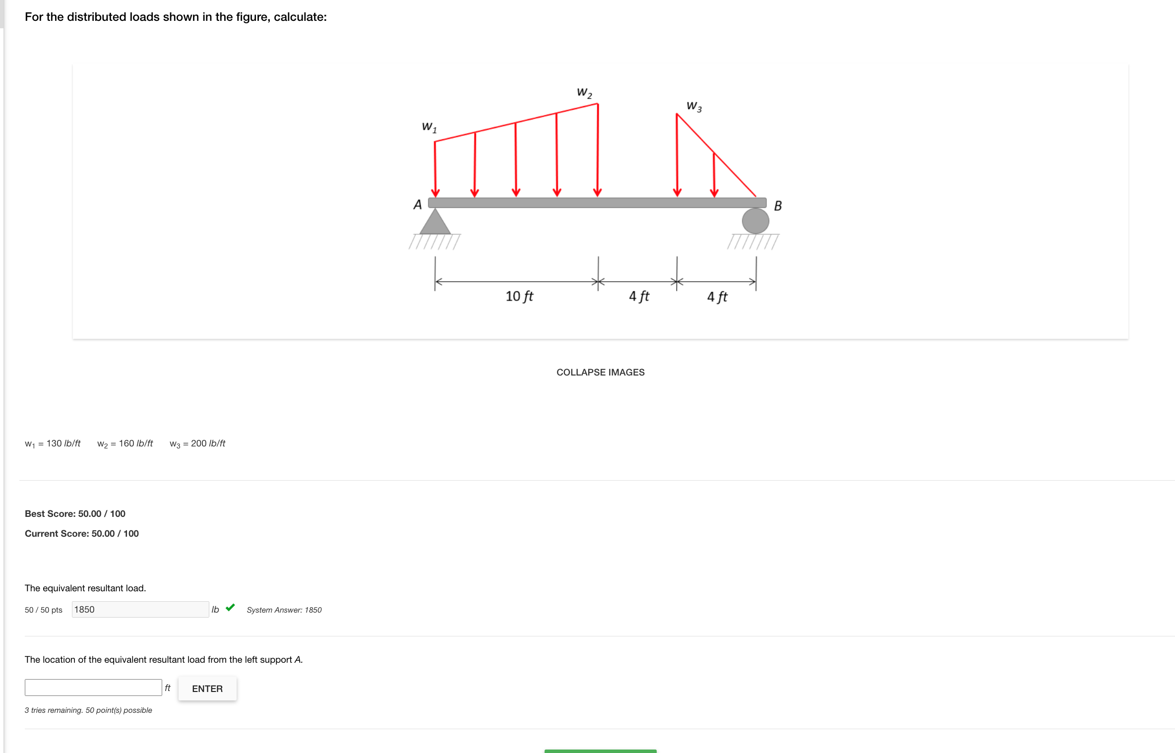 Solved For the distributed loads shown in the figure, | Chegg.com