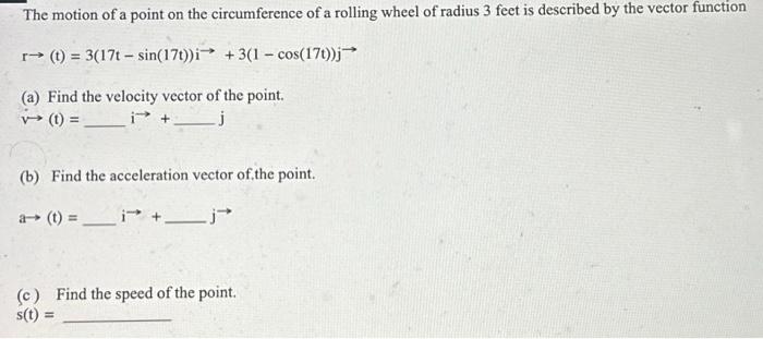 Solved The motion of a point on the circumference of a | Chegg.com