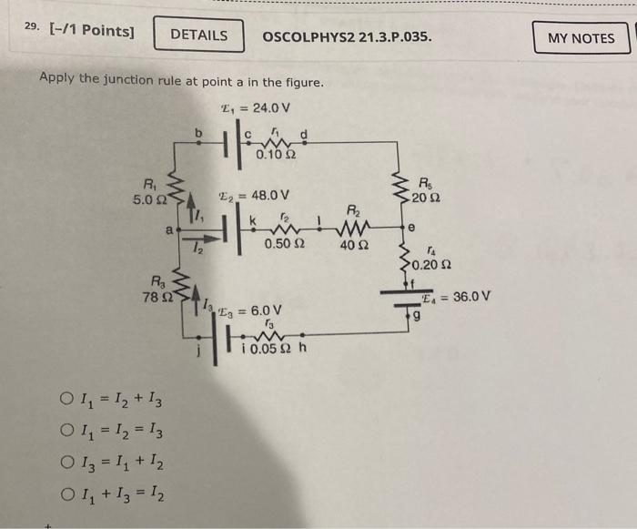 Solved Apply the junction rule at point a in the figure. | Chegg.com