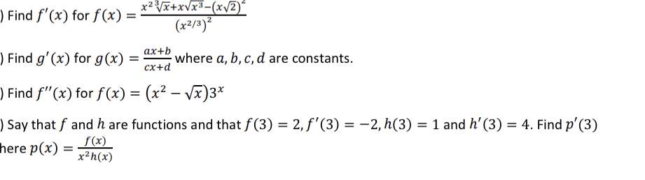 Solved Find f'(x) ﻿for f(x)=x2x3+xx32-(x22)2(x23)2Find g'(x) | Chegg.com