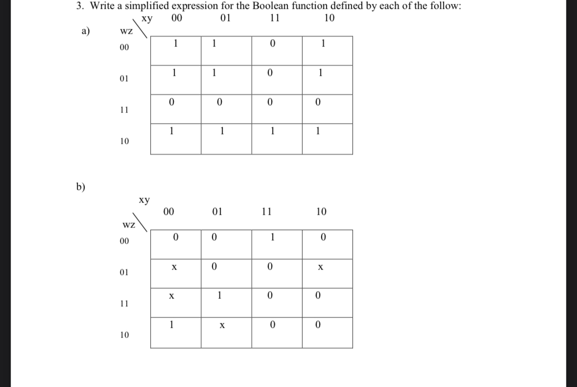 Solved Write a simplified expression for the Boolean | Chegg.com