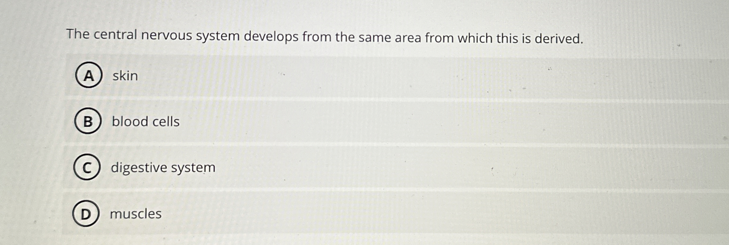 Solved The central nervous system develops from the same | Chegg.com