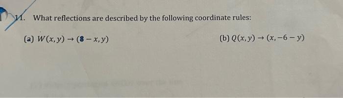 Solved 11. What reflections are described by the following | Chegg.com