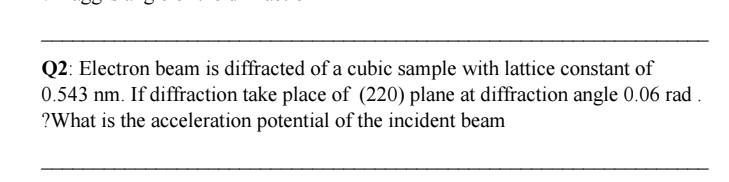 Solved Q2: Electron beam is diffracted of a cubic sample | Chegg.com