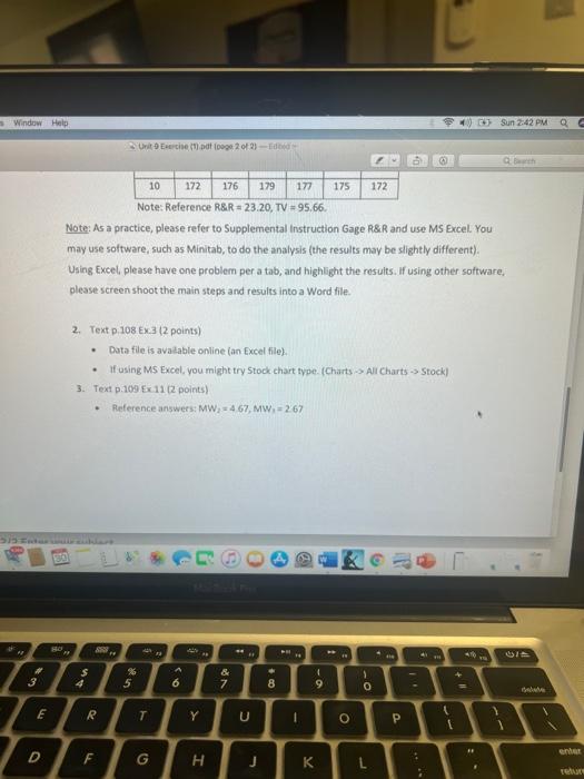 Solved 1. Conduct a variable gauge study, using the Average | Chegg.com