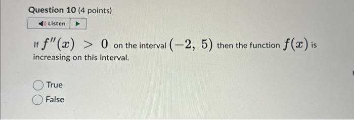 Solved If f′′(x)>0 on the interval (−2,5) then the function | Chegg.com
