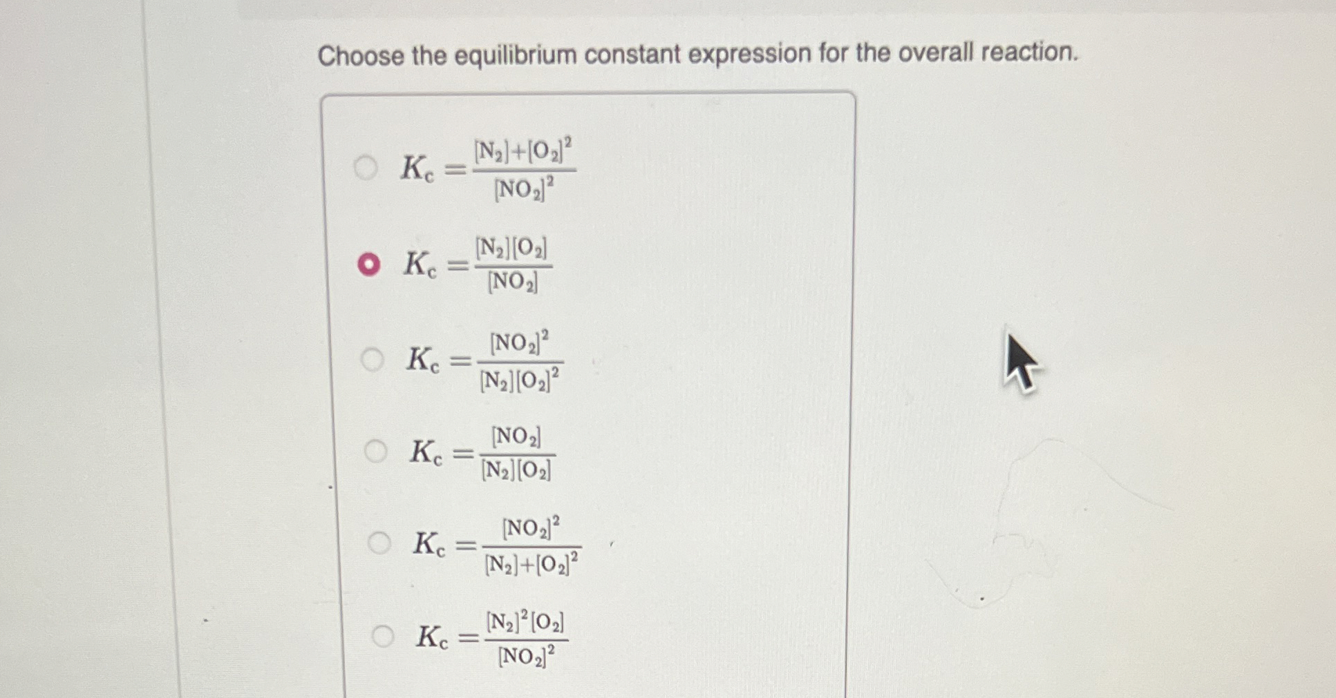 Solved Choose the equilibrium constant expression for the | Chegg.com