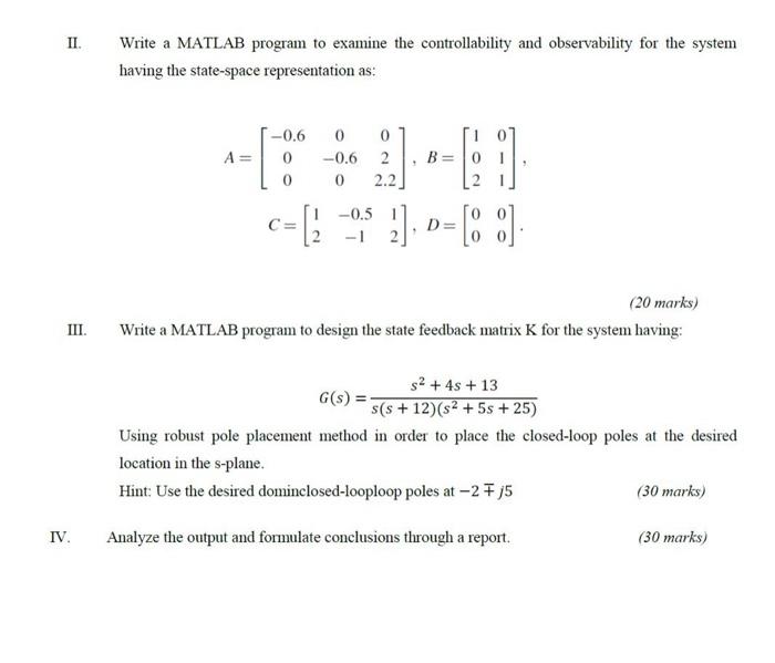 Solved Ii Write A Matlab Program To Examine The 7345