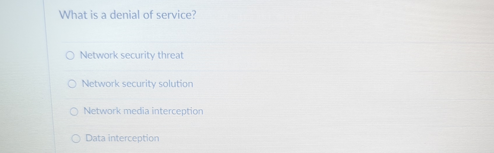 Solved What is a denial of service?Network security | Chegg.com