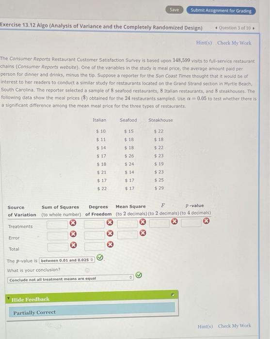 Solved Save Submit Assignment for Grading Exercise 13.12 | Chegg.com