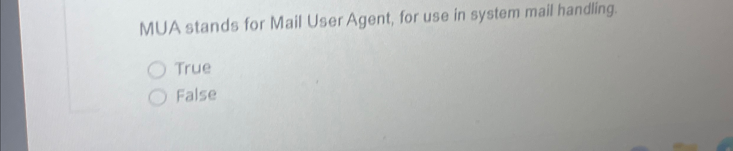 Solved MUA stands for Mail User Agent, for use in system | Chegg.com