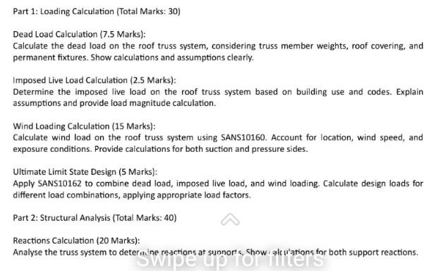Solved i structural loading calculations and analysis for a | Chegg.com