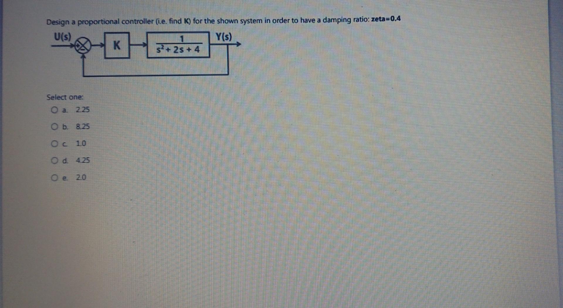 Solved Design a proportional controller (i.e. find K ) for | Chegg.com
