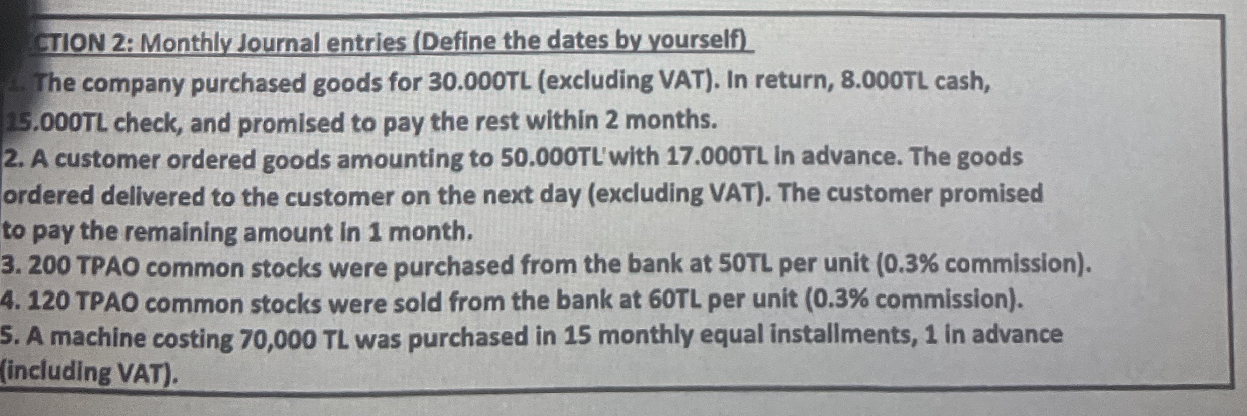 Solved Accounting CTION 2: Monthly Journal entries (Define | Chegg.com