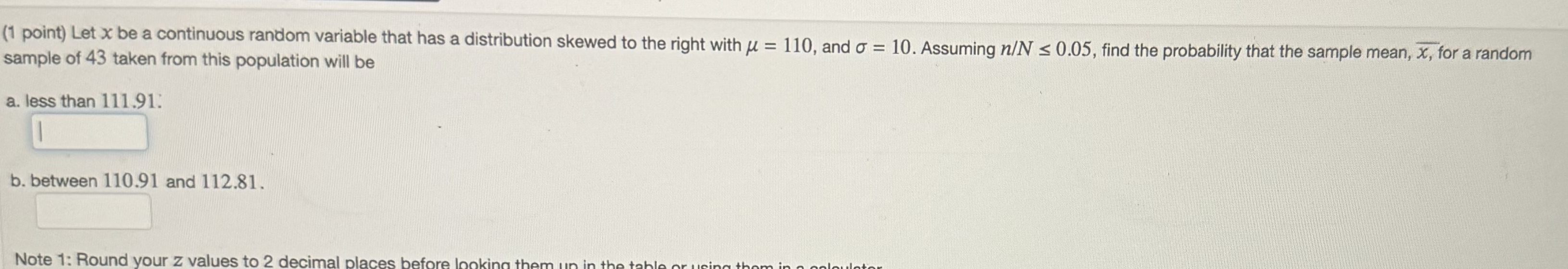 Solved (1 ﻿point) ﻿Let x ﻿be a continuous random variable | Chegg.com