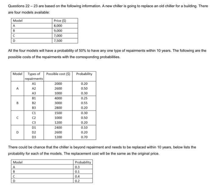 Solved Questions 22-23 are based on the following | Chegg.com