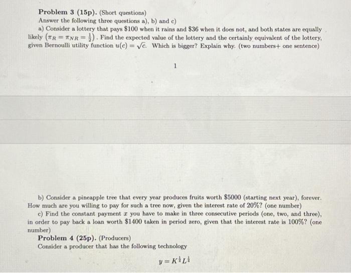 Solved Problem 3 (15p). (Short questions) Answer the | Chegg.com