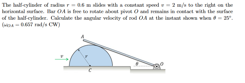Solved The answer to the problem is wOA=.657 ﻿rad/s. ﻿Please | Chegg.com