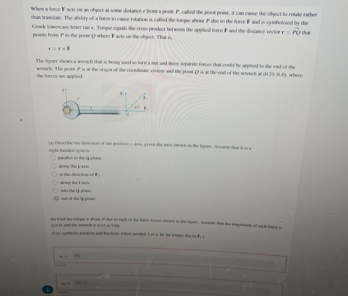 Solved When a force F ﻿acts on an object at some distance r | Chegg.com