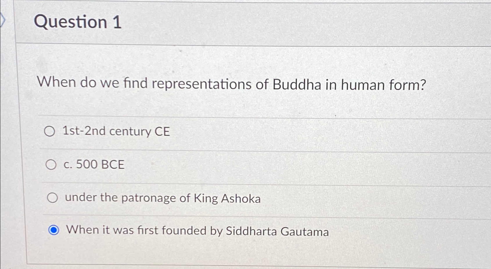 Solved Question 1When do we find representations of Buddha | Chegg.com