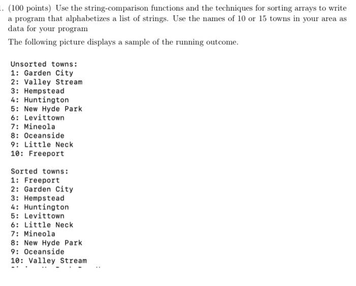 Solved C Program 100 Points Use The String Compar
