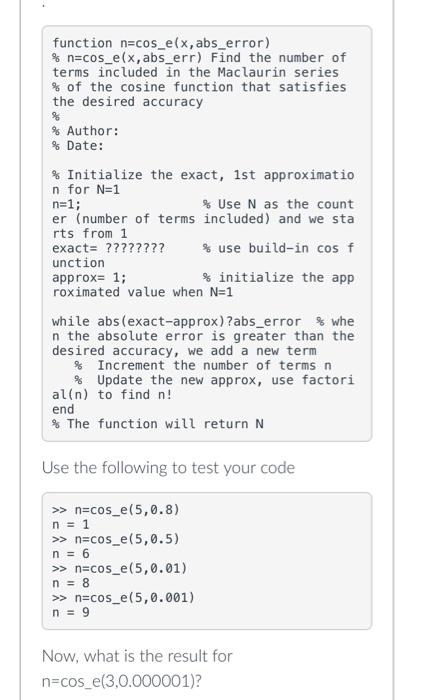 Solved The cos function can be approximated using a | Chegg.com