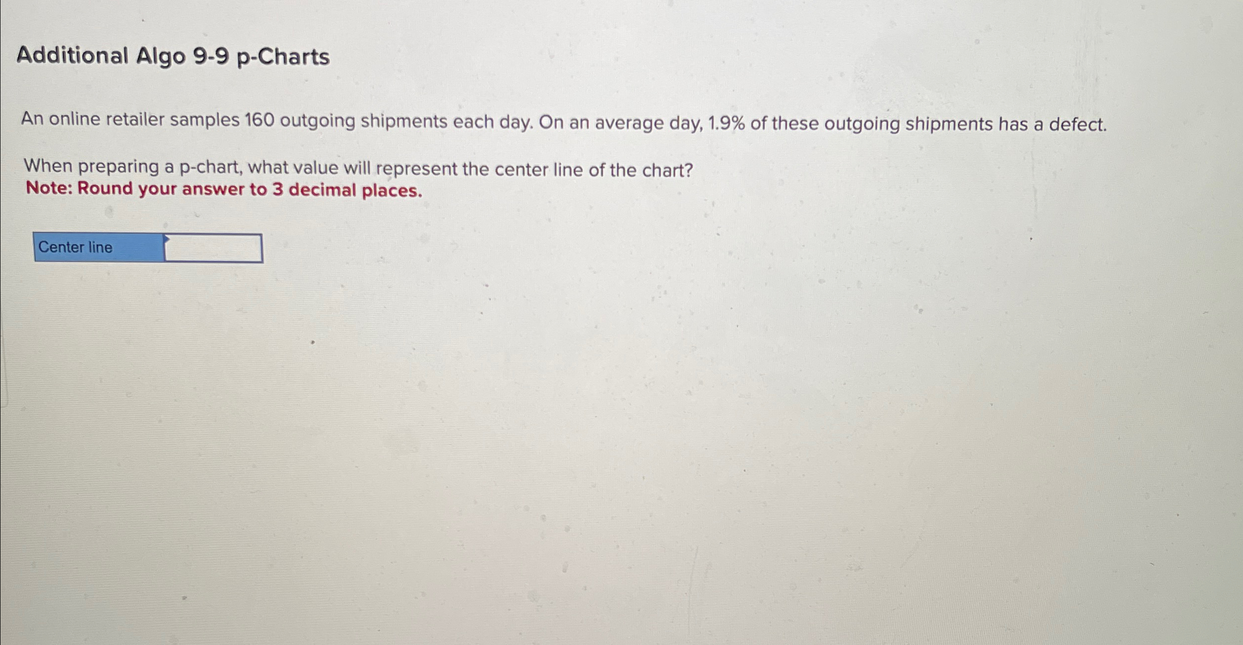 Solved Additional Algo 9-9 ﻿p-ChartsAn online retailer | Chegg.com