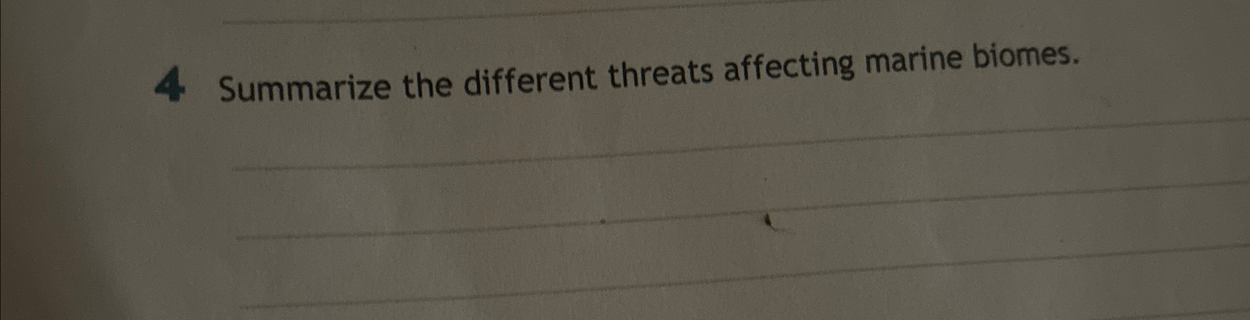 Solved Summarize the different threats affecting marine | Chegg.com