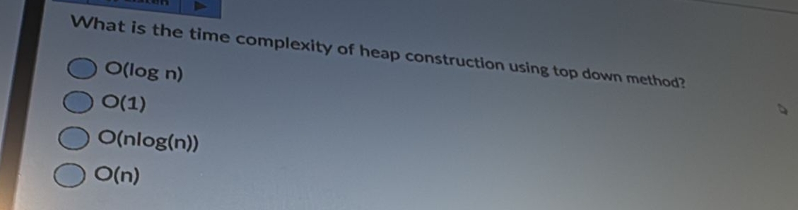Solved What is the time complexity of heap construction | Chegg.com