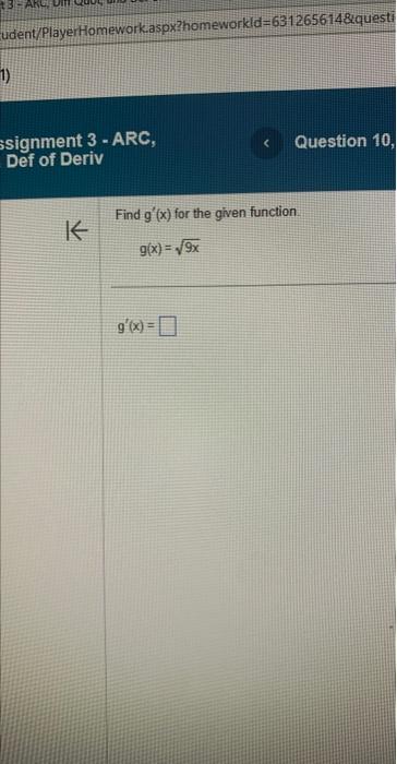 Solved Find g′(x) for the given function. g(x)=9x g′(x)= | Chegg.com