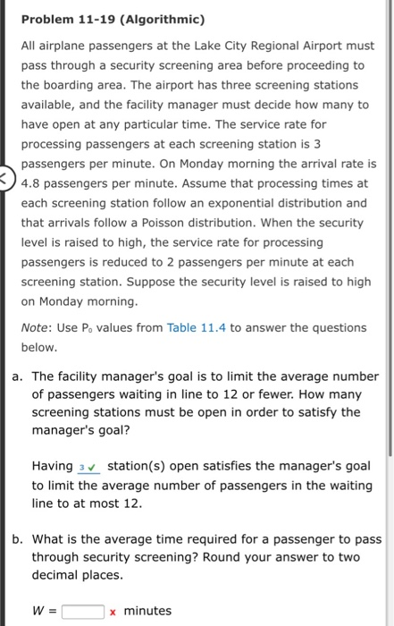 Solved Problem 11-19 (Algorithmic) All airplane passengers | Chegg.com