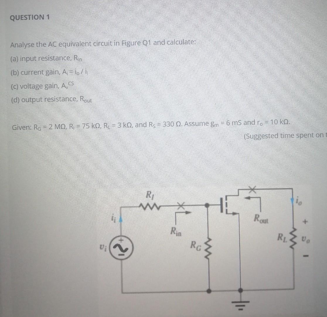 Solved QUESTION 1 Analyse the AC equivalent circuit in | Chegg.com