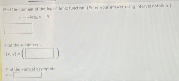 Solved Find the domain of the logarithmic function. (Enter | Chegg.com