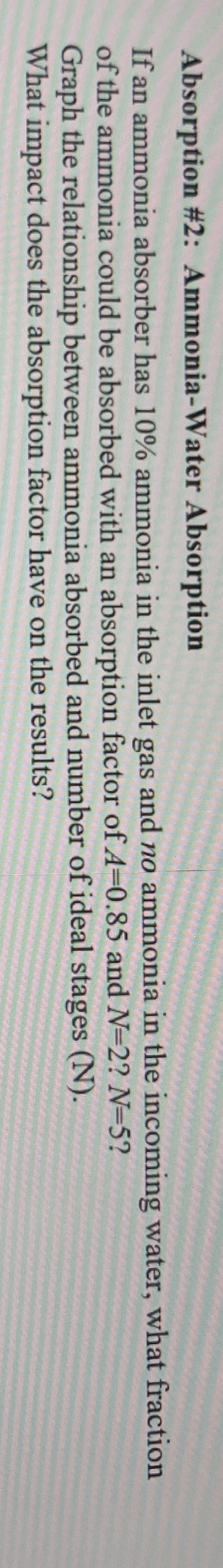Solved Absorption #2: Ammonia-Water AbsorptionIf an ammonia | Chegg.com
