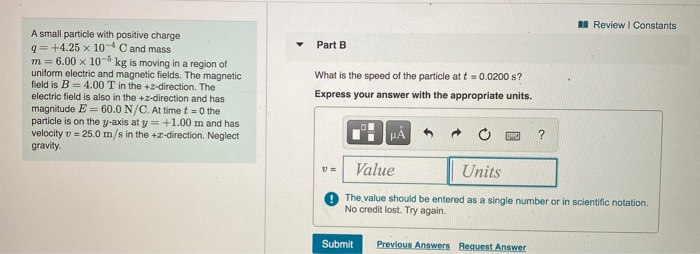 Solved A Review | Constants Part A A small particle with | Chegg.com